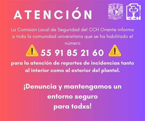 Cch 📱 Te Dejamos El Whatsapp De La Comisión Local De Seguridad Del Cch Oriente 👇 Compártelo