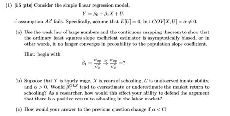 Consider The Simple Linear Regression Model Y Chegg