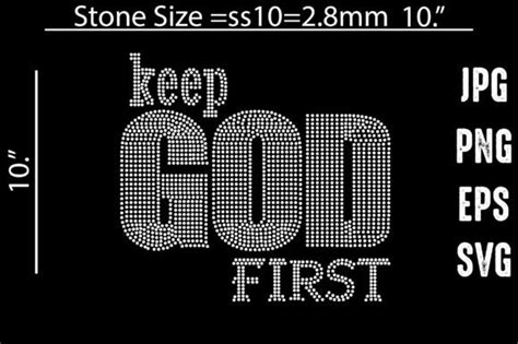 Keep God First Rhinestone Template Graphic By Vector Art · Creative Fabrica