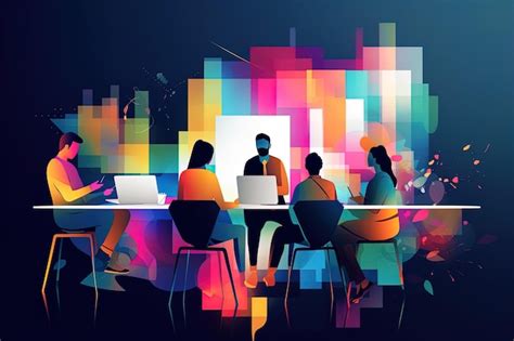 Premium Ai Image Abstract Graphic Of Team Collaboration Business Generative Ai