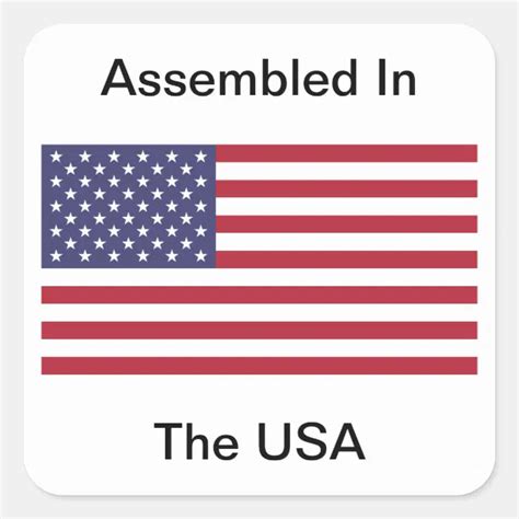 Assembled In The Usa Square Sticker Zazzle