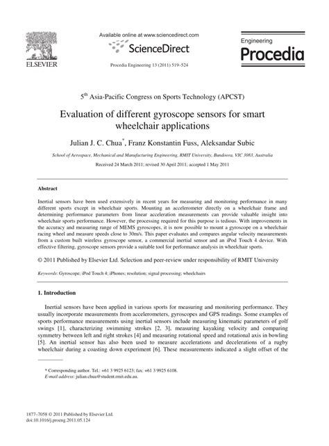 Pdf Evaluation Of Different Gyroscope Sensors For Smart Wheelchair