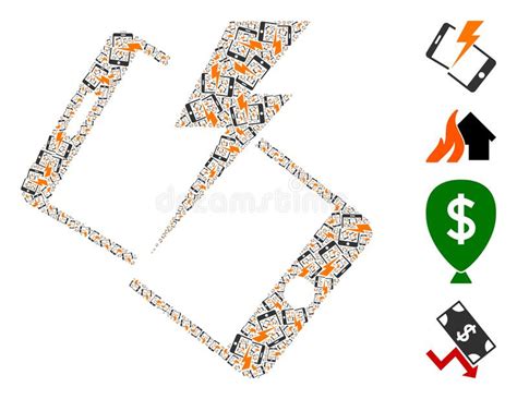Smartphone Crash Icon Recursive Collage Stock Vector Illustration Of