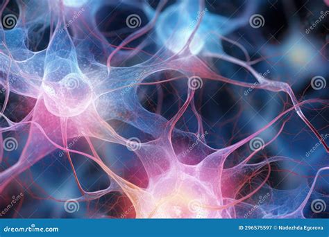 Neuron Close Up View Signal In The Neural Network Stock Illustration