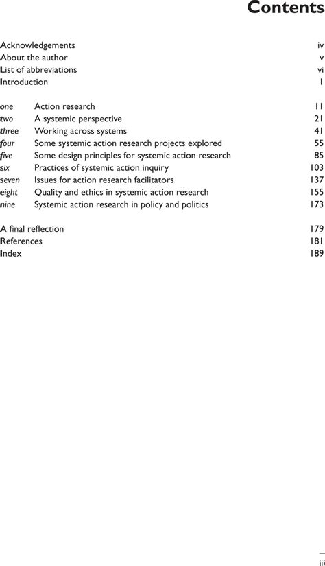 Contents Systemic Action Research