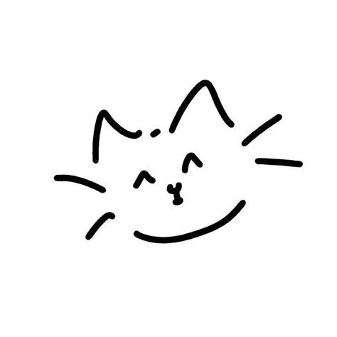 A Black And White Drawing Of A Cat S Face