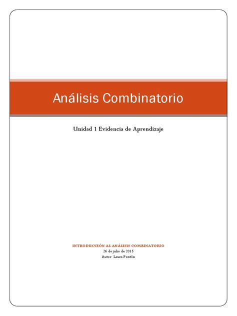 Introduccion Al Analisis Combinatorio Pdf Pdf Combinatoria