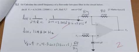 Solved 0 3 A Calculate The Cutoff Frequency Of A