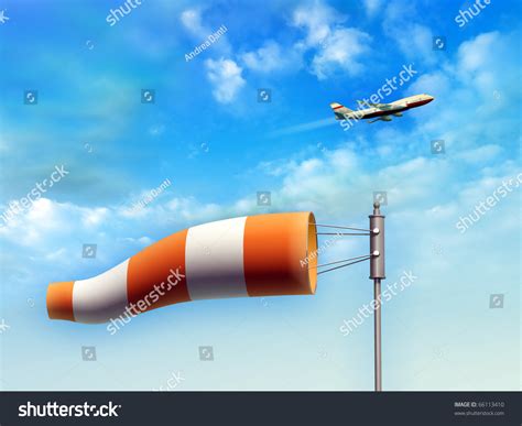 Wind Sock Indicating Wind Direction Airplane Stock Illustration