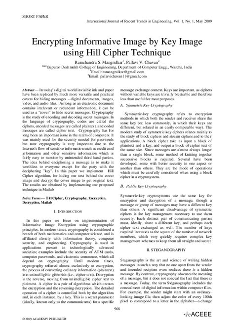 Pdf Encrypting Informative Image By Key Image Using Hill Cipher