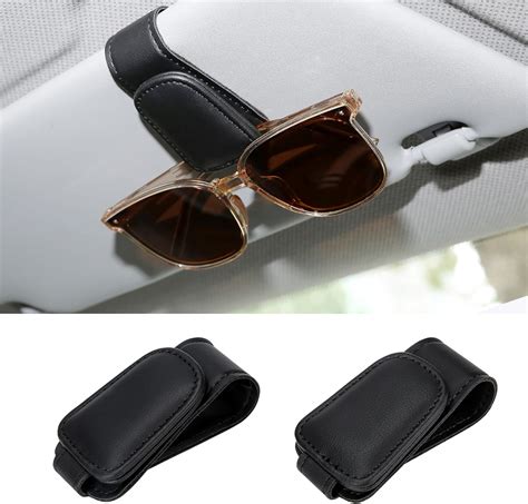 Sunglasses Holders For Car Sun Visor 2pack Magnetic Leather Glasses Eyeglass Hanger