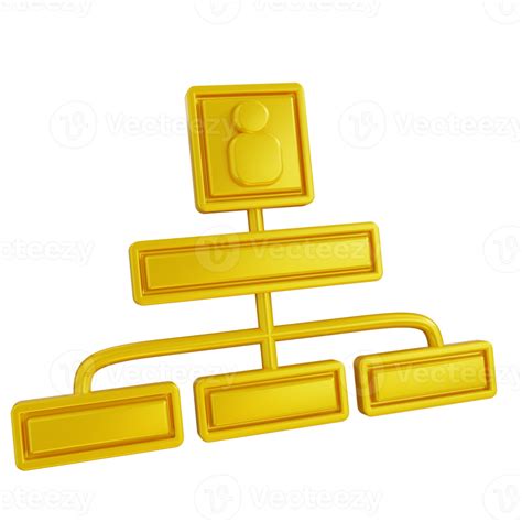 3d Illustration Golden Of Hierarchy Chart 18245168 Png