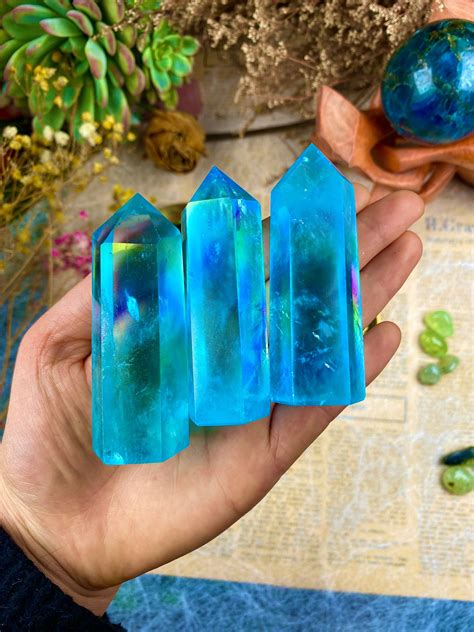 Aura Blue Quartz Tower Spiritual Energy Amplifier Aura Blue Quartz Cry