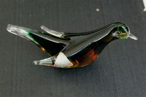 Vtg Murano Italy Crystal Art Glass Bird Statue Figurine Ferro Lazzarini