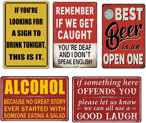 Aefer 5 Piece Funny Bar Signs For Home Bar Wall Bar Decor Man Cave