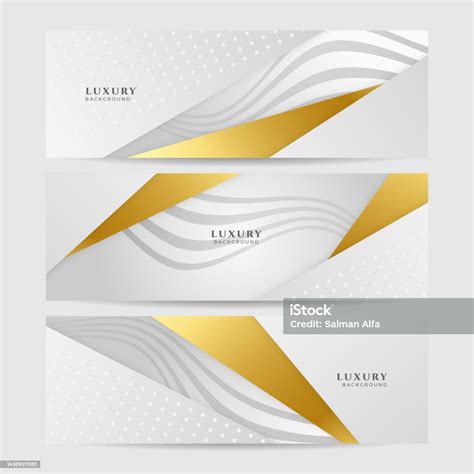 프리미엄 럭셔리 화이트와 골드 추상 라인 라이트 웨이브 디자인 배너 배경 세트 추상적인 기하학적 모양 화이트 골드 배경과 빛과 그림자 3d가 프리젠 테이션 디자인을 위해