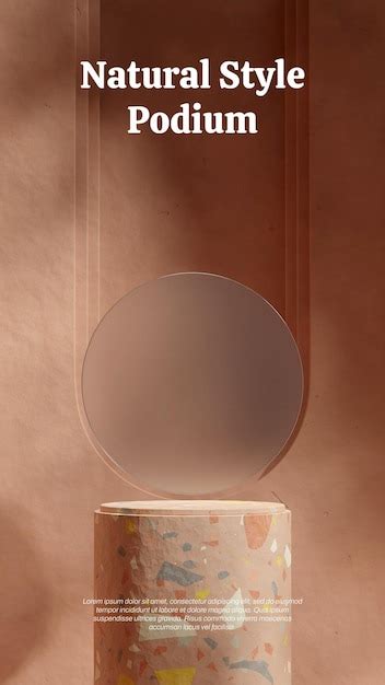 В портретном стеклянном цилиндре и арочной стене 3d визуализация изображения макет сцены