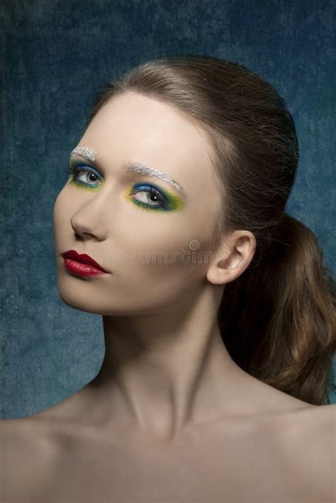 Girl With Cute Strange Make Up Stock Image Image Of Cosmetics