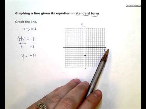 Graphing A Line Given Its Equation In Standard Form YouTube