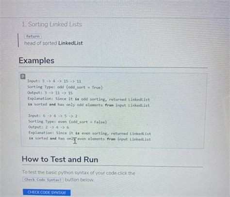 Solved 1 Sorting Linked Lists Problem Description This