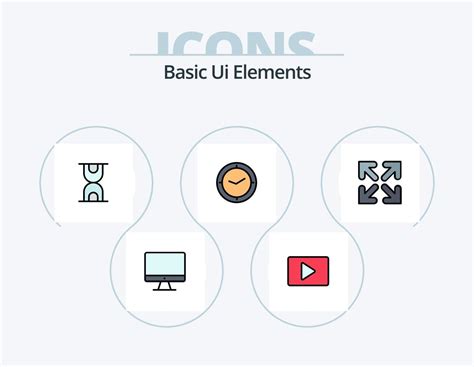 Elementos Básicos De La Interfaz De Usuario Línea Llena De Iconos Paquete 5 Diseño De Iconos