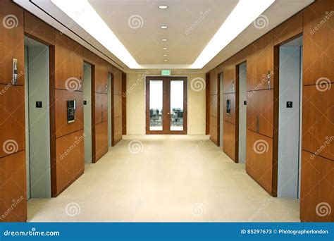 Empty Hallway Between Elevators Stock Image Image Of Architecture Business 85297673