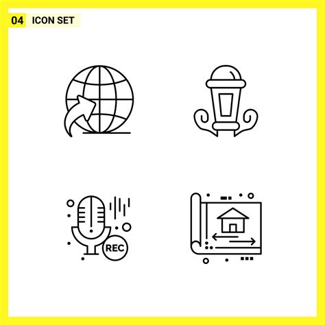 4 Ikon Uppsättning Enkel Linje Symboler översikt Tecken På Vit Bakgrund För Hemsida Design Mobil