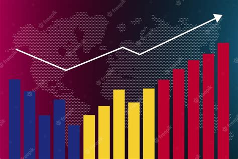 기복이 있는 루마니아 막대 차트 그래프 값 증가 막대 그래프의 루마니아 국가 플래그 프리미엄 벡터