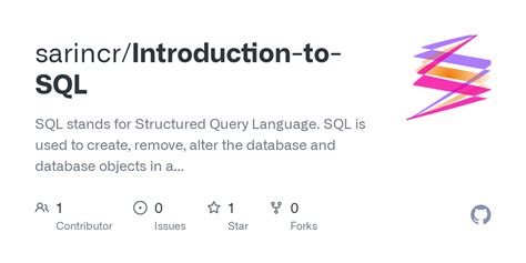GitHub Sarincr Introduction To SQL SQL Stands For Structured Query