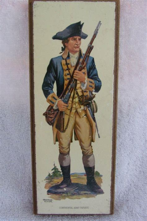 Vintage 1959 Set Of 4 Frederick Elmiger War Soldiers Wood Lithographs