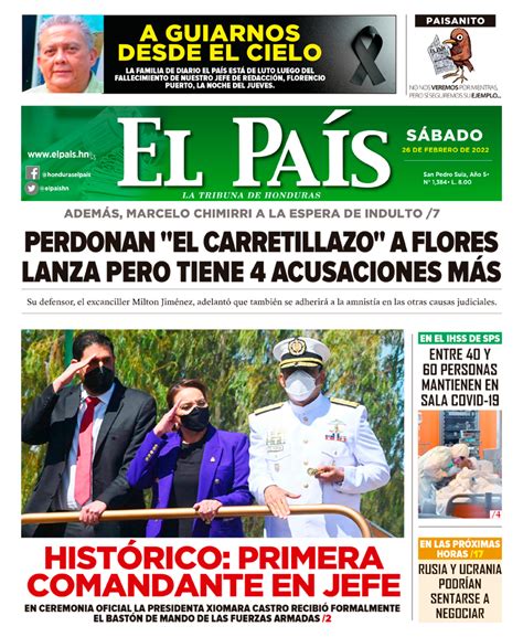Portada Diario El País Honduras