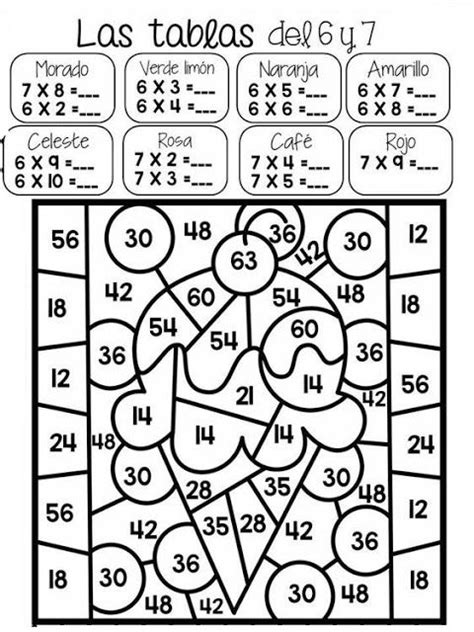 Realiza Las Operaciones Y Colorea El Dibujo Tablas De Multiplicar