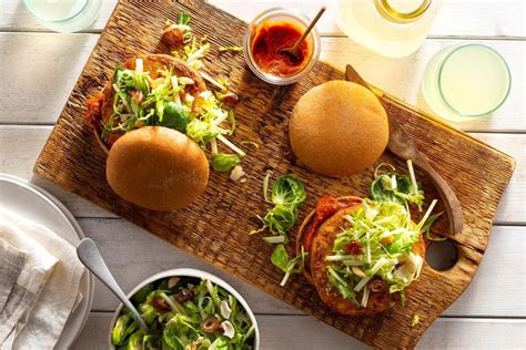 Big Sur Tofu Burgers With Sambal Ketchup And Brussels Sproutapple Slaw