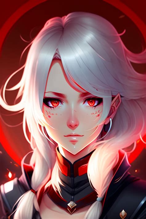 Anime Girl With White Hair And Red Eyes