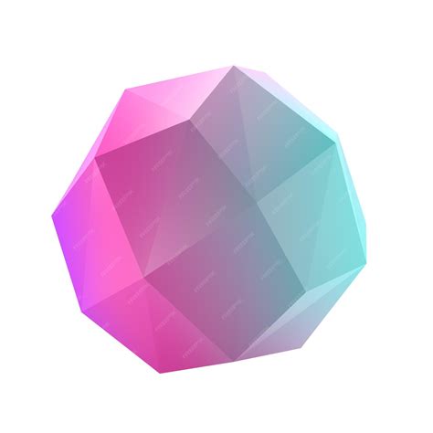 Premium Psd 3d Shape Element Polygon Ball Metal Geometric Realistic Glossy Turquoise And Lilac