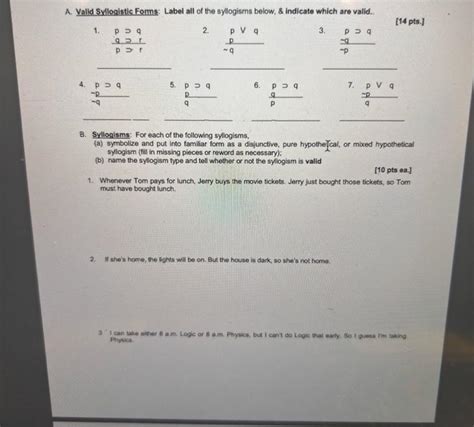 A Valid Syllogistic Forms Label All Of The