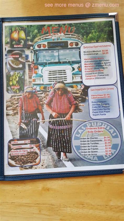 Menu At Las Pupusas Mama Lita Restaurant Vista