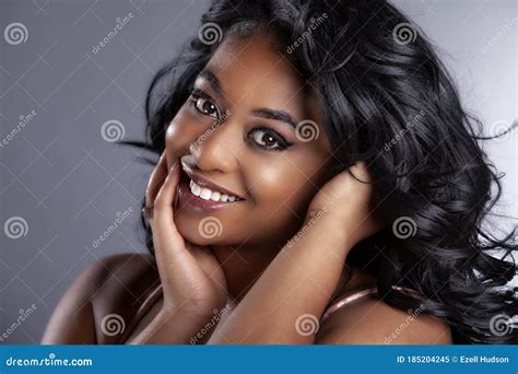 Glamour African American Beauty Model With Long Black Hair Stock Image