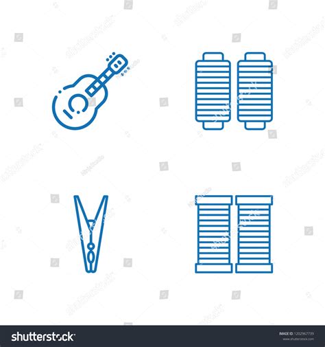 Collection 4 String Outline Icons Include Stock Vector Royalty Free