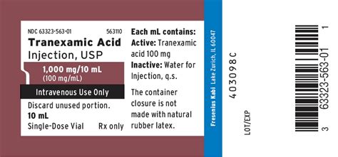 Tranexamic Acid Fresenius Kabi Usa Llc Fda Package Insert