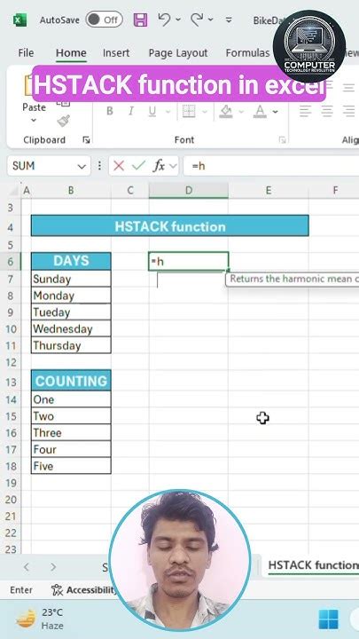 how to use hstack function in excel💯 shorts excel computer ytshorts