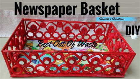 How To Make Basket From Newspaper And Cardboard DIY Newspaper Craft YouTube
