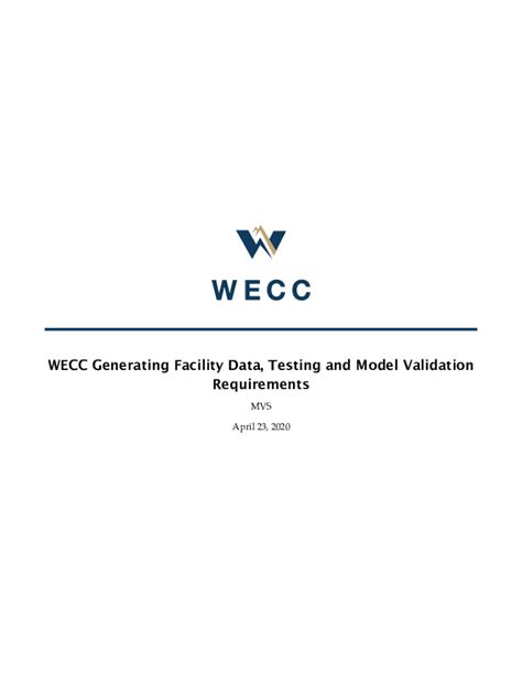 Fillable Online Wecc Generating Facility Data Testing And Model