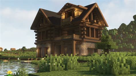 Minecraft Shaders Building Water House Landscape Hd Wallpaper Rare Gallery