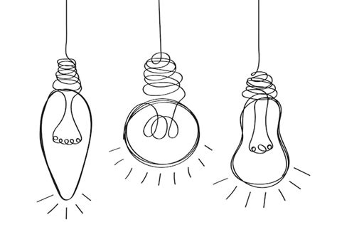 Premium Vector Light Bulb Set Vector In Line Dodle Style Hand Drawn Electrical Lamps Bulbs
