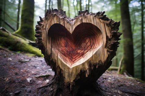 Heart Carved On A Tree Trunk Stock Illustration Illustration Of
