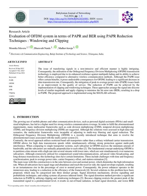 Pdf Evaluation Of Ofdm System In Terms Of Papr And Ber Using Papr
