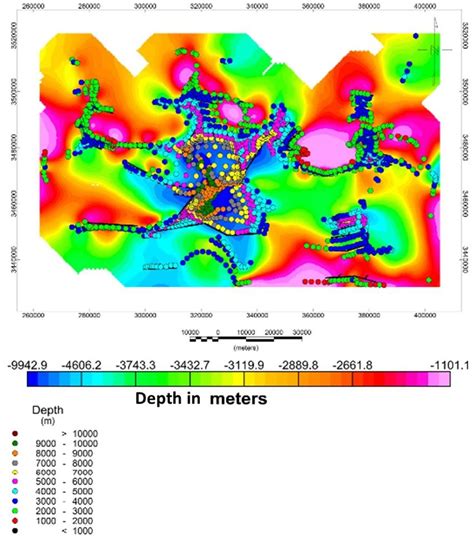 Estimated Source Locations Posted On The Basement Depth Map Download