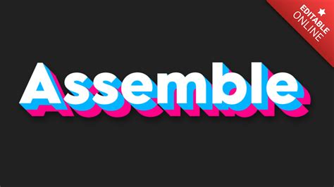 Assemble Blue Pink 3d Text Effect Generator