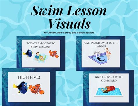 Swim Lesson Visual Cards For Autism Non Verbal Learners Printable Pdf